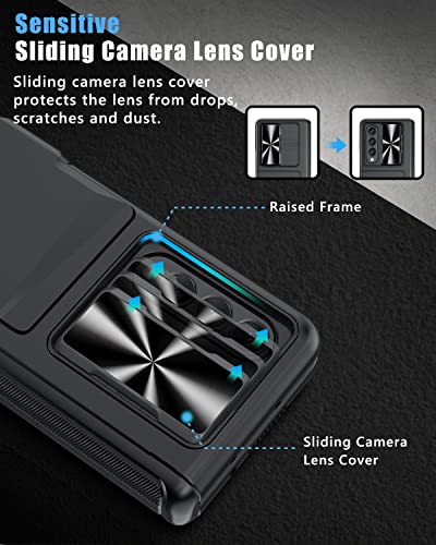 Vihibii for Samsung Galaxy Z Fold 3 5G Case with Hinge Protection, Built-in Card Holder & Kickstand & Slide Camera Cover & Screen Protector, Multifunction Case for Samsung Galaxy Z Fold 3 2021 (Black)