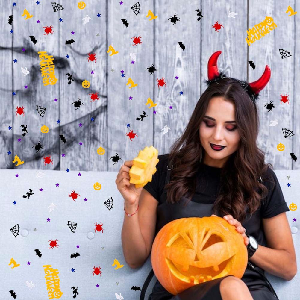 Halloween Confetti Halloween Spider Pumpkin Ghost Bats Witch Shape Table Scatters Confetti for Halloween Decorations Halloween Ghost Pumpkin Confetti Party Sets
