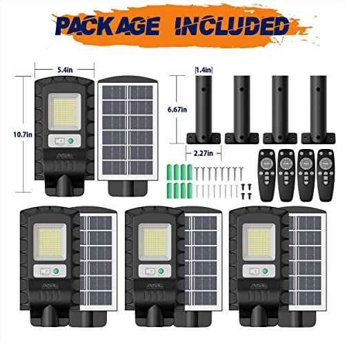 Linkloos Solar Street Lights Outdoor Waterproof, 4-Pack 1000lm 180 LEDs, Solar Flood Light Dusk To Dawn, Solar Parking Lot Lights with Security Motion Sensor Remote Control For Garage, Yard, Barn
