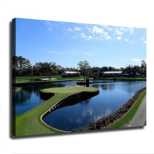 CZWEN TPC Sawgrass Golf Course Wall Art for Living Room Bedroom Office Wall Decor - USA Golf Course Picture Poster Framed Artwork Canvas Prints Golf Art (unframed,12x18 inch)
