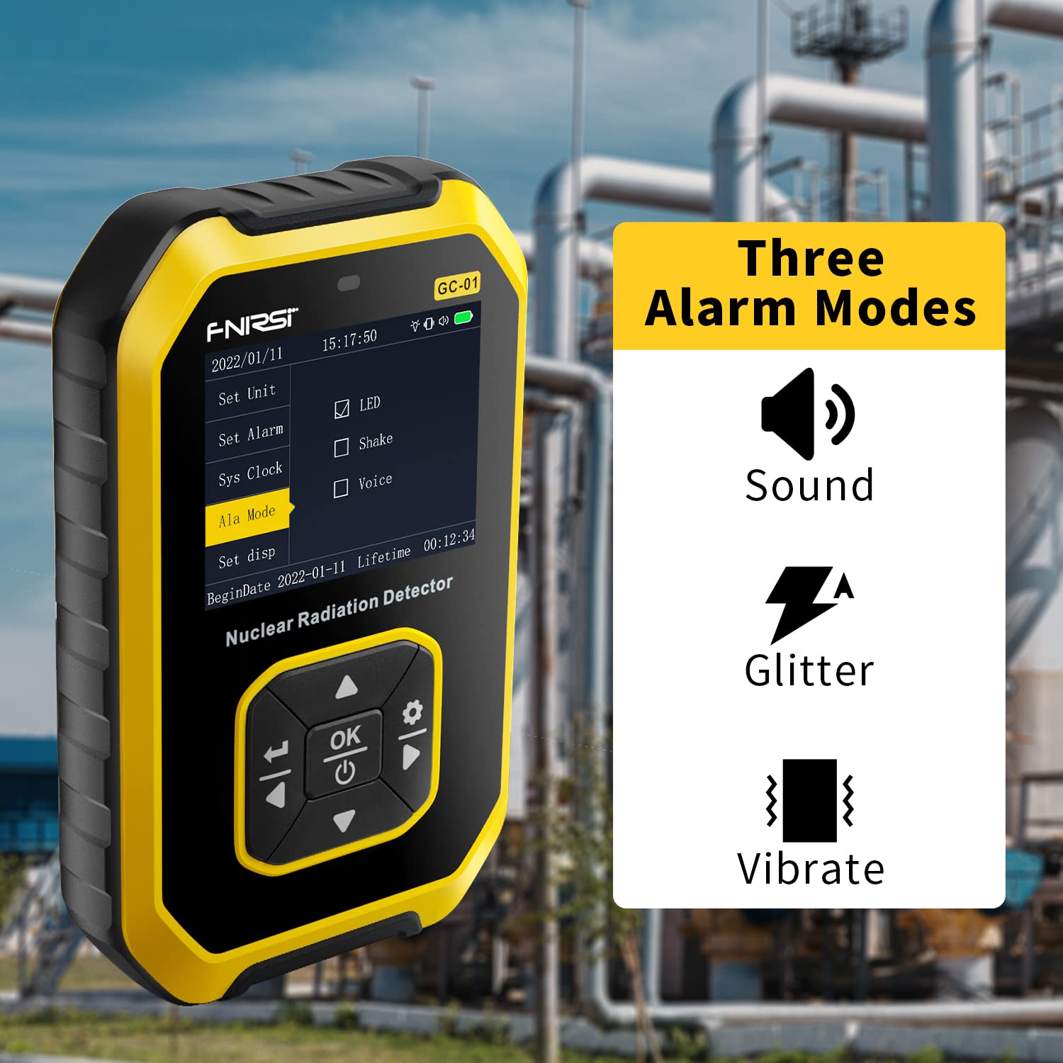 Geiger Counter Nuclear Radiation Detector - FNIRSI Radiation Dosimeter with LCD Display, Portable Handheld Beta Gamma X-ray Rechargeable Radiation Monitor Meter, 5 Dosage Units Switched
