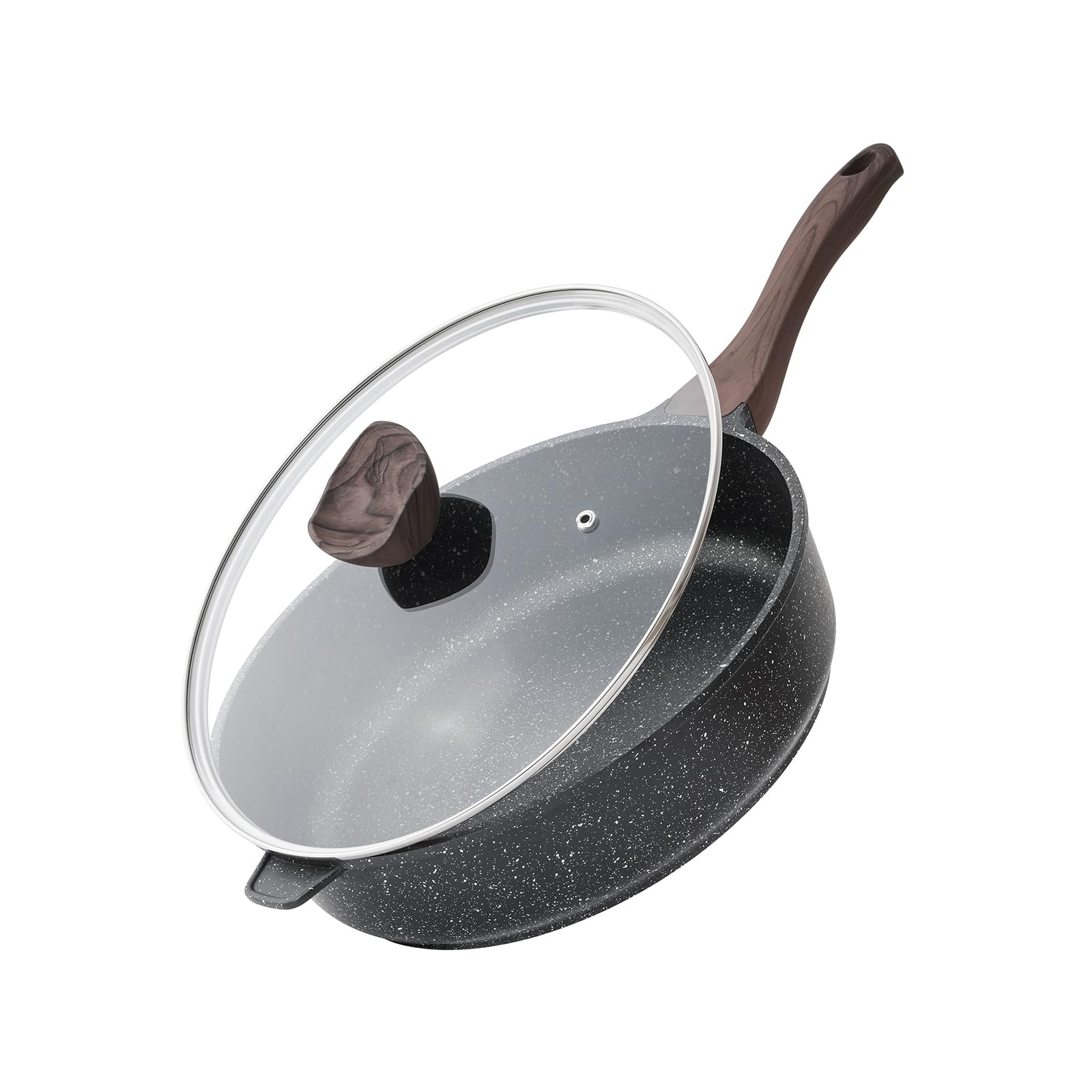 Kordisen Nonstick Deep Frying Pan with Lid, 12 Inch Large Skillet, 5 Qt Non Stick Saute Pan for Cooking, Healthy Non Toxic Chef Pan, Induction Cookware, PFOA Free
