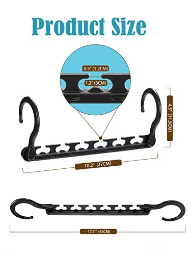 Smartor Space Saving Hangers - 6 Pack, Dorm Room Essentials Magic Hangers Saving 80% Space, Closet Organizers and Storage, Space Saver Hangers Closet Organizers Multifunctional Hangers - Black