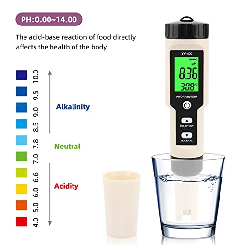 GHGHF 4 in 1 PH/H2/TEMP/ORP Meter Hydrogen Concentration Tester Digital Water Quality Tester PH Redox Monitor for Pool Aquarium