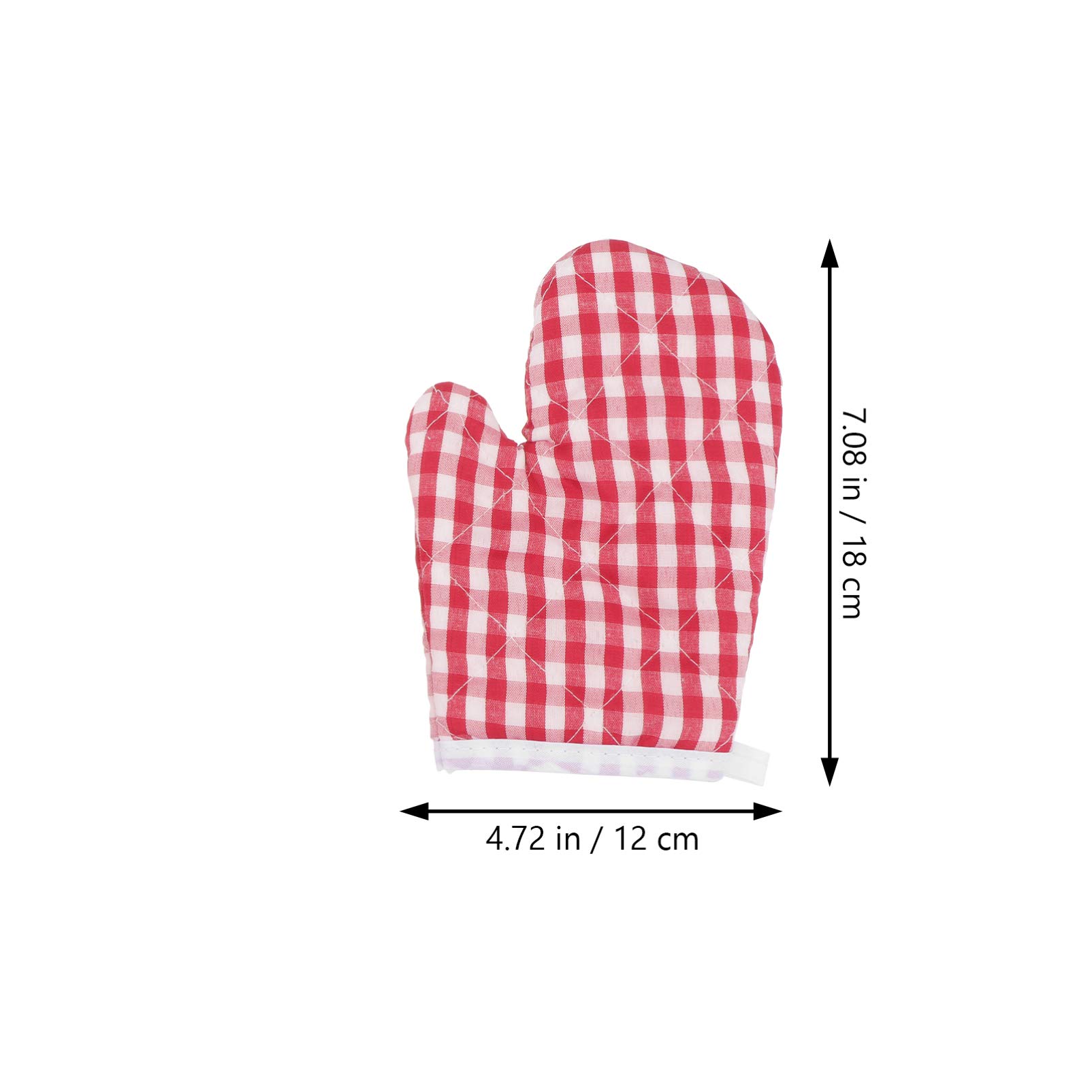 DOITOOL 2Pcs Kids Oven Mitts for Children Play Kitchen, Microwave Oven Gloves Kitchen Baking Mitts, Red Checkered Heat Resistant Kitchen Mitts for Safe Backing Cooking BBQ ( Red Checkered )