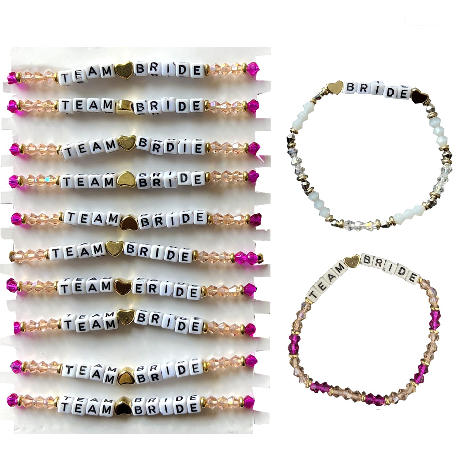 KIWILEPI Bachelorette Party Favors, 12pcs Beaded Bracelets for Team Bride, Cute Gifts for Bride Tribe Bridesmaid Proposal Gift Bridal Shower Favor Beach Wedding Supplies