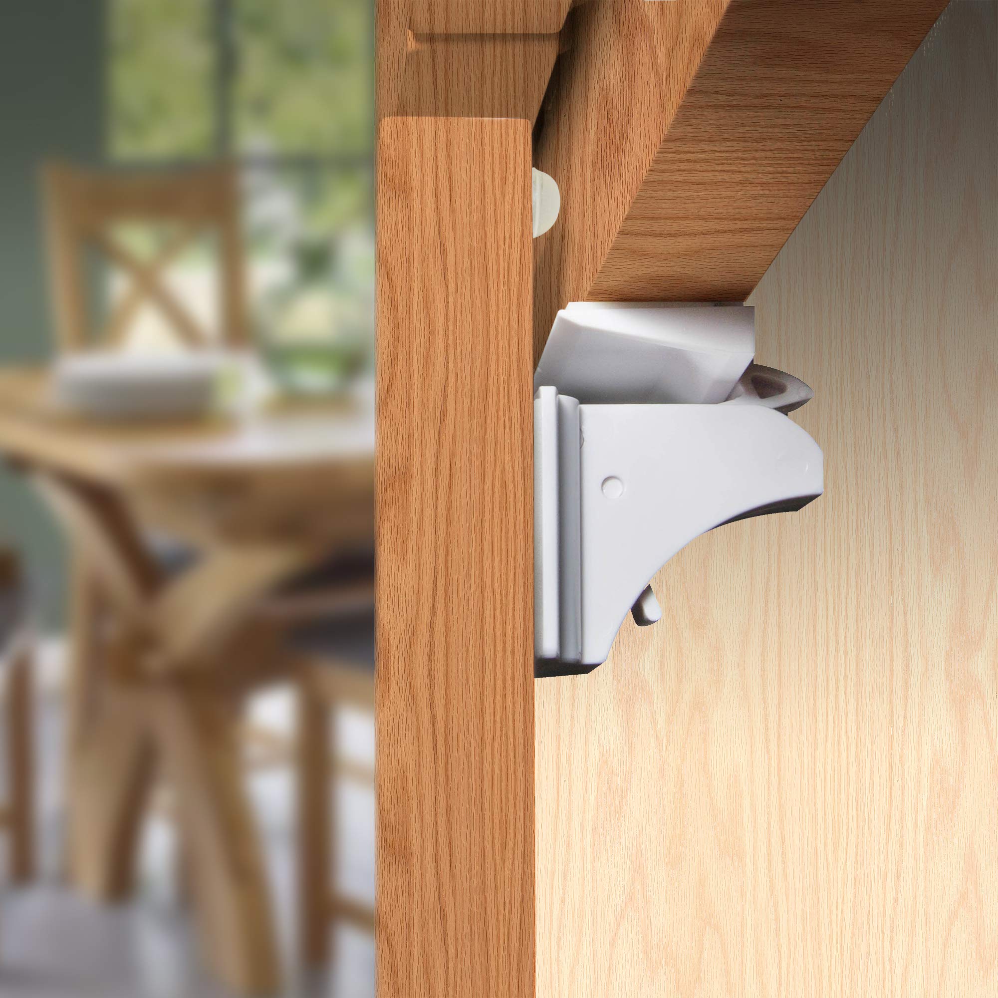 Enovoe Magnetic Cabinet Locks for Babies - 12 Locks and 2 Keys - Baby Proofing Cabinets and Drawer Locks for Toddlers - Child Safety Cabinet Kitchen Locks - Easy Install, No Drill, Tools or Screws