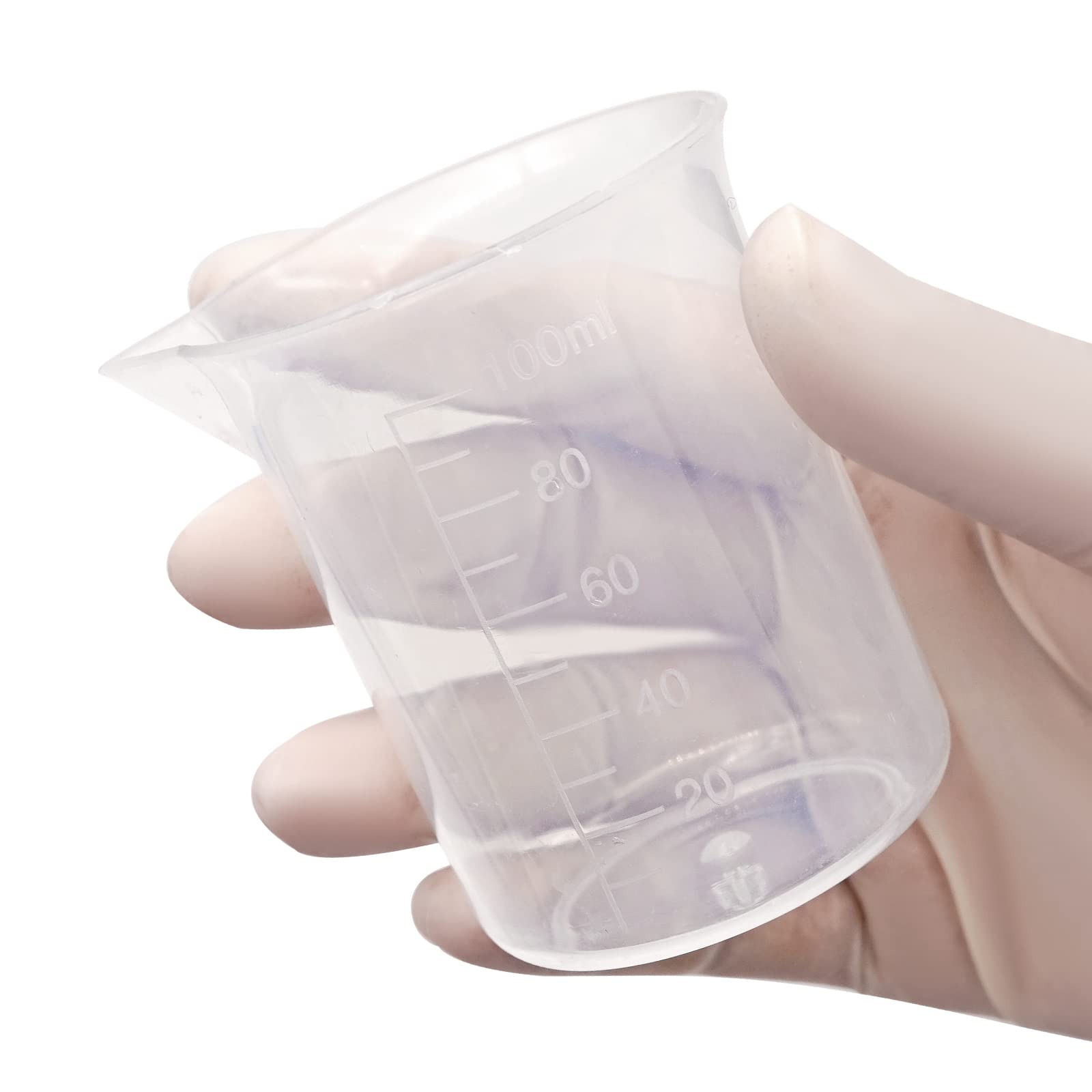 HHNIULI 6 Pack 100ml Plastic Beaker, Science Clear Measuring Cup ml Mixing Cup for Liquid