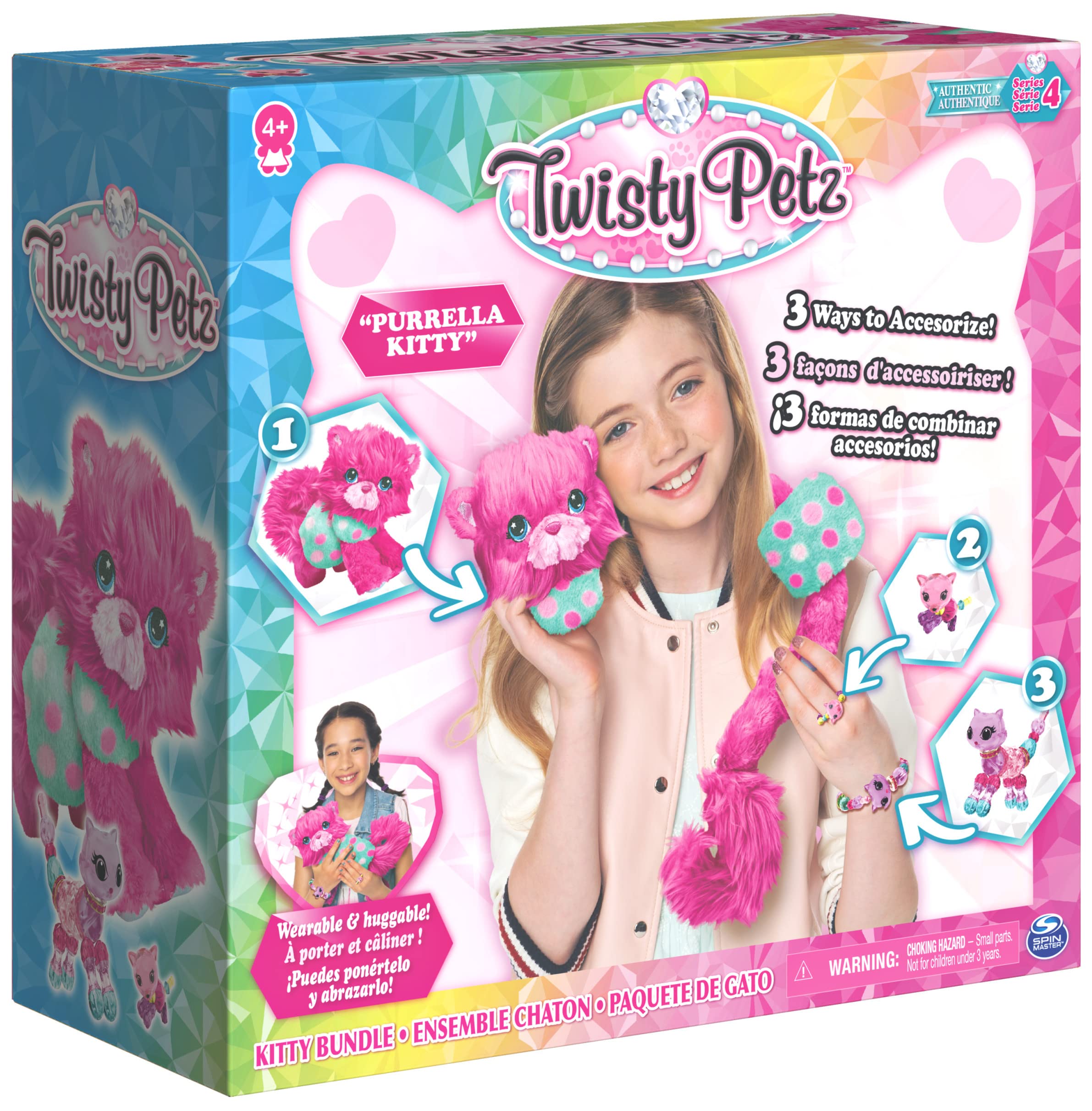 Twisty Petz, Series 4, Purrella Kitty Bundle with Cuddlez Plush and 2 Collectible Bracelets