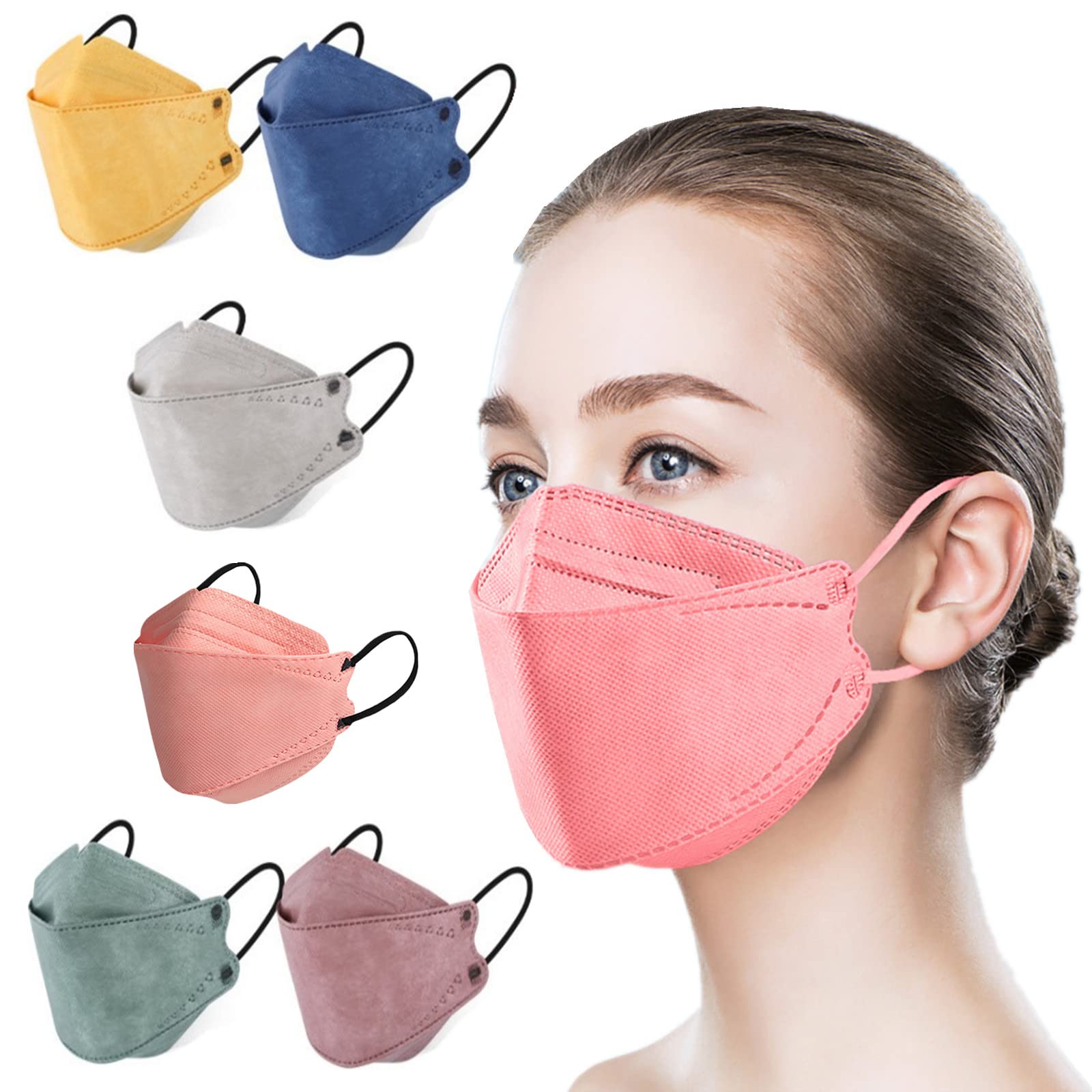 SINYEE KF94 Face Protective Mask for Adult - 60 Packs Individually Packaged - 4 Layer Disposable Safety Dust Mask Multicolor