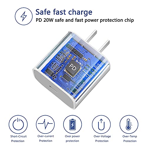 iPhone14 13 12 11 Fast Charger[ MFi Certified] 20W PD USB C Wall Charger Block with Extra Long 6TF Type C to Lightning Cable Compatible with iPhone 14/14 Pro Max/13/13Pro Max/12/11Pro
