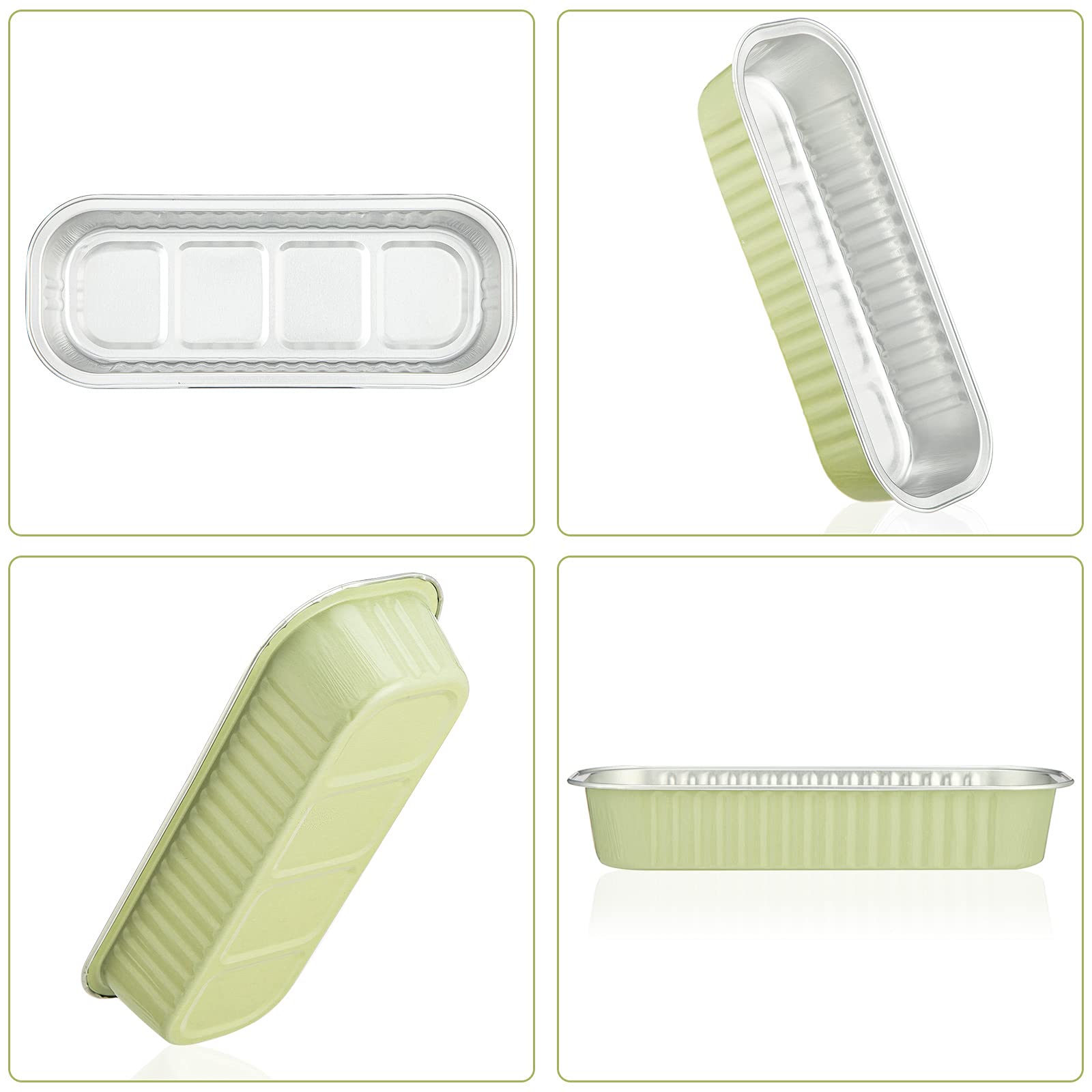 EUSOAR Foil Ramekins with Lids, 50pcs 6.8oz 6.5"x2.5"x1.2" Disposable Aluminum Baking Cups Pan with Lids, Rectangle Cupcake Containers Wrappers,Dessert Cheesecake Creme Brulee Pan