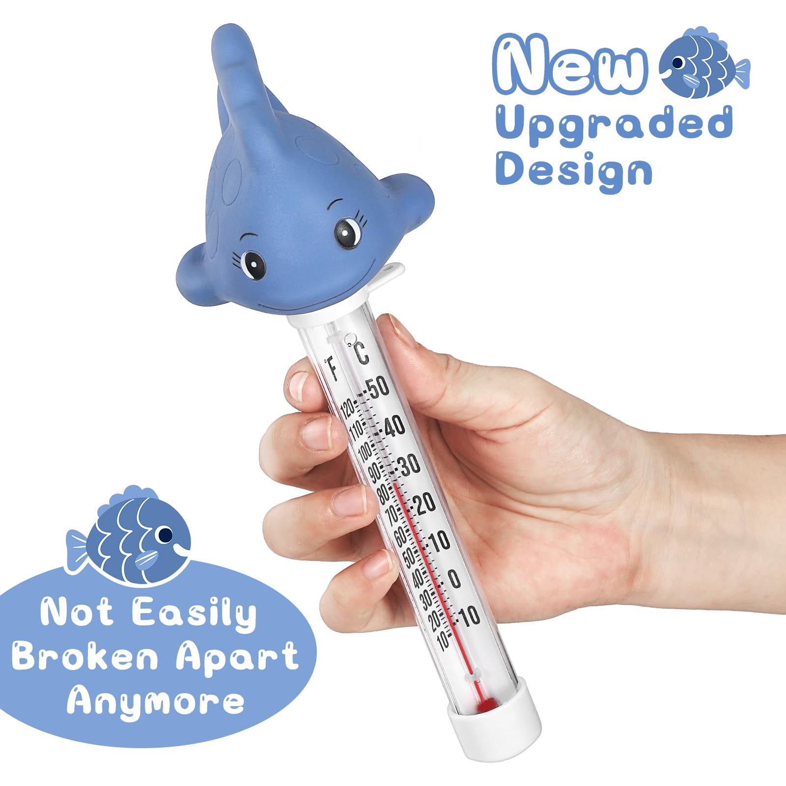 Floating Pool Thermometer, Pool Temperature Thermometer for Cold Plunge, Large Display, Easy to Read, Shatter Resistant, for Outdoor & Indoor Swimming Pools, Spas, Hot Tubs & Aquariums（(Goldfish)）