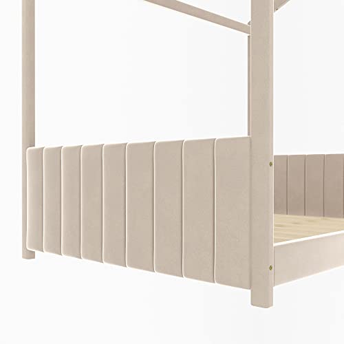 Merax Full Size Velvet House Bed Wood Bed