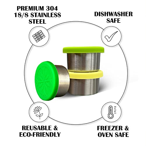 WEST BROS Leakproof Salad Dressing Container To Go 3 x 1.7oz, Small Stainless Steel Condiment Containers with Lids, Sauce Containers For Lunch, Dressing Cups with Lids, Sauce Cups Dip Containers Box