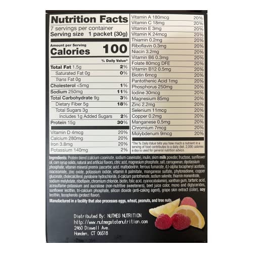 PROTIFIT - High Protein Pudding/Shake Mix, 15g Protein, Low Calorie, Low Fat, Low Carb, Aspartame Free, Idea Protein Compatible, Meal Replacement, 7 Servings Per Box (Lemon Raspberry)