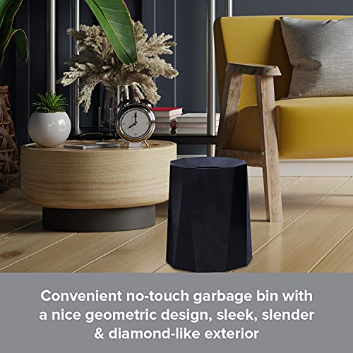 Luxurious Nordic Trash Can - Open Top Geometric Garbage Can - Double Barrel Trash Bin - Waste Basket w/Removable Plastic Bin - Living Room, Bedroom, Bathroom Trash Can - 8L/2.1Gal Garbage Bin, Black