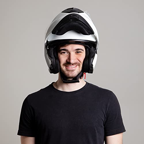 Westt Open Face Motorcycle Helmet - Helmets for Adults Motorcycle Dirtbike Motocross - ATV Helmet Dual Visor Chin Liftable DOT Approved(XL/White Torque X)