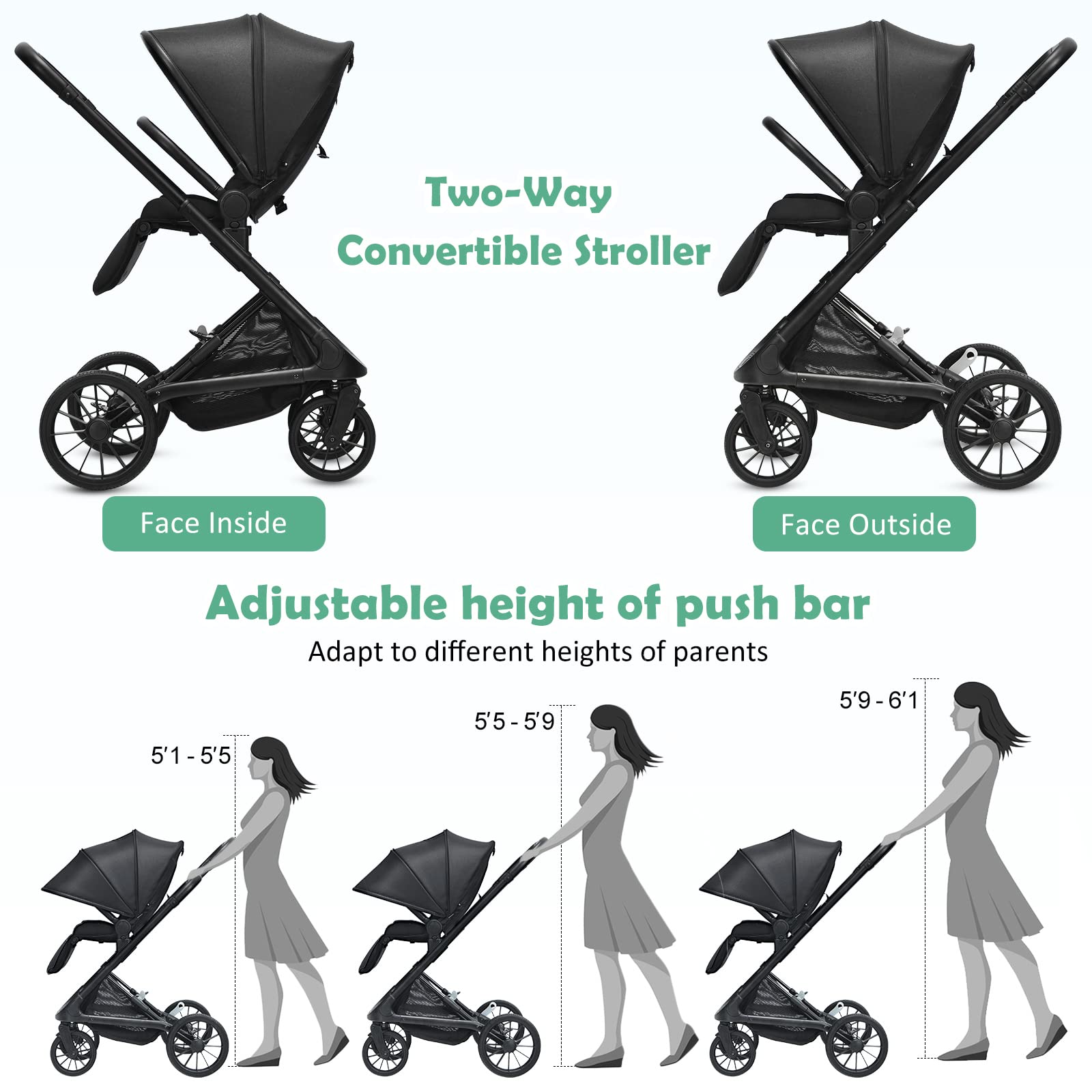 INFANS 2 in 1 Convertible Baby Stroller, One-Hand Quick-Fold Infant Stroller with Aluminum Frame, Oversized Storage Basket,Adjustable Canopy,Footrest, 5-Point Seat Belt (Grey)