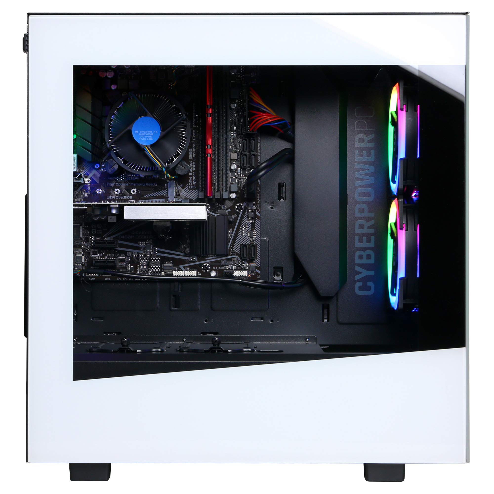 CYBERPOWERPC Gamer Master Gaming PC, AMD Ryzen 3 4100 3.8GHz, GeForce GT 1030 2GB, 8GB DDR4, 500GB PCI-E NVMe SSD, WiFi Ready & Win 11 Home (GMA888A7), White