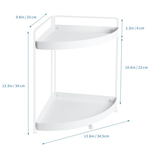 Lvssci 2 Tier Corner Shelf Rack Kitchen Counter Cabinet Bathroom Organizer Makeup Cosmetic countertop Organization and Storage Under Sink Organizers Perfume Trays for Dresser White