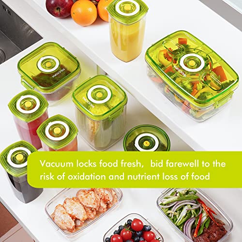 SNUGTOPIA 3 Pcs Vacuum Seal Meal Prep Containers, Airtight Lunch Bento Boxes with Juice Storage Cup, Fresh Up to Longer, leak Proof - with Pump, ST555606