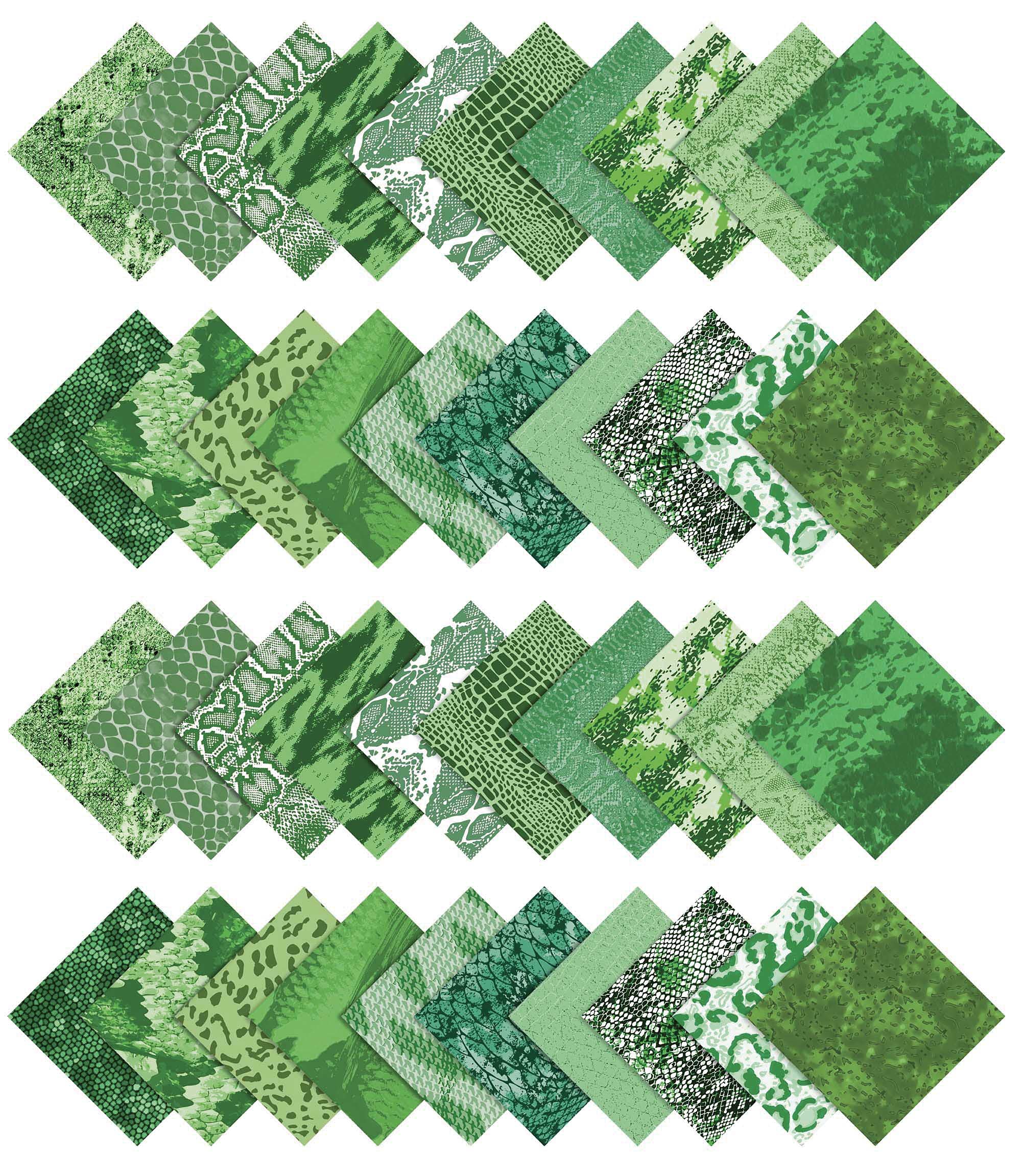 Soimoi 40Pcs Tie Dye Print Cotton Precut Fabrics for Quilting Craft Strips 2.5x42inches Jelly Roll - Green