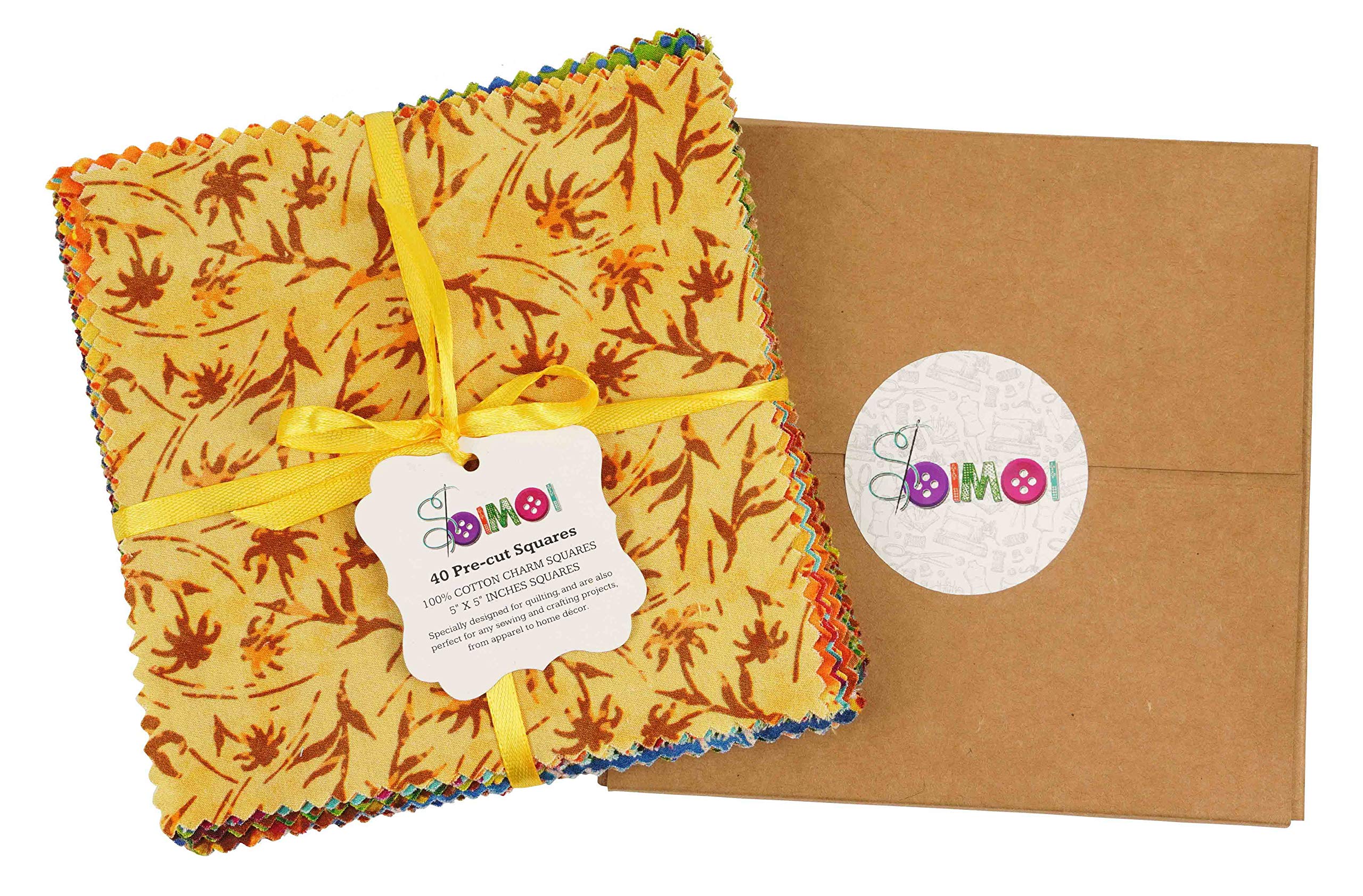 Soimoi Batik Print Precut 5-inch Cotton Fabric Quilting Squares Charm Pack DIY Patchwork Sewing Craft