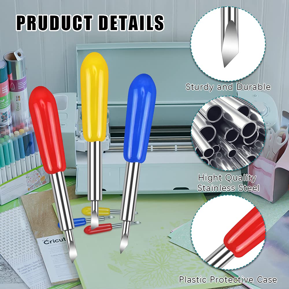 Dreamtop 40 Pcs Vinyl Cutter Blades 30/45/60 Degree Roland Blades Plotter Blades Cutting Blades Replacement Blades for Cricut Explore Air/Air 2