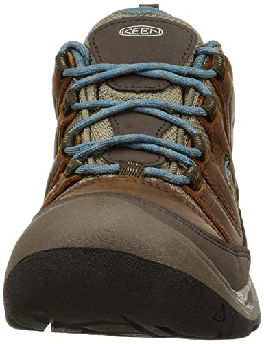 KEEN Women's Circadia Low Height Comfortable Waterproof Hiking Shoes, Syrup/North Atlantic, 7.5 Wide