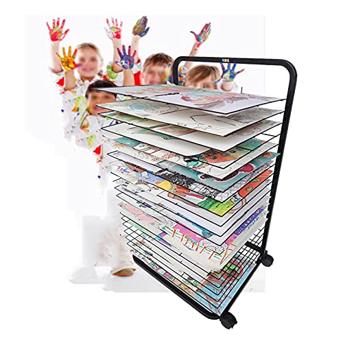 NEOCHY Drying Racks,Can Be up and Down Art Drying Racks, Oilings, Watercolors and Cultural and Art Paper Works Display Racks 20-Shelf/H78Cm/20 Floors