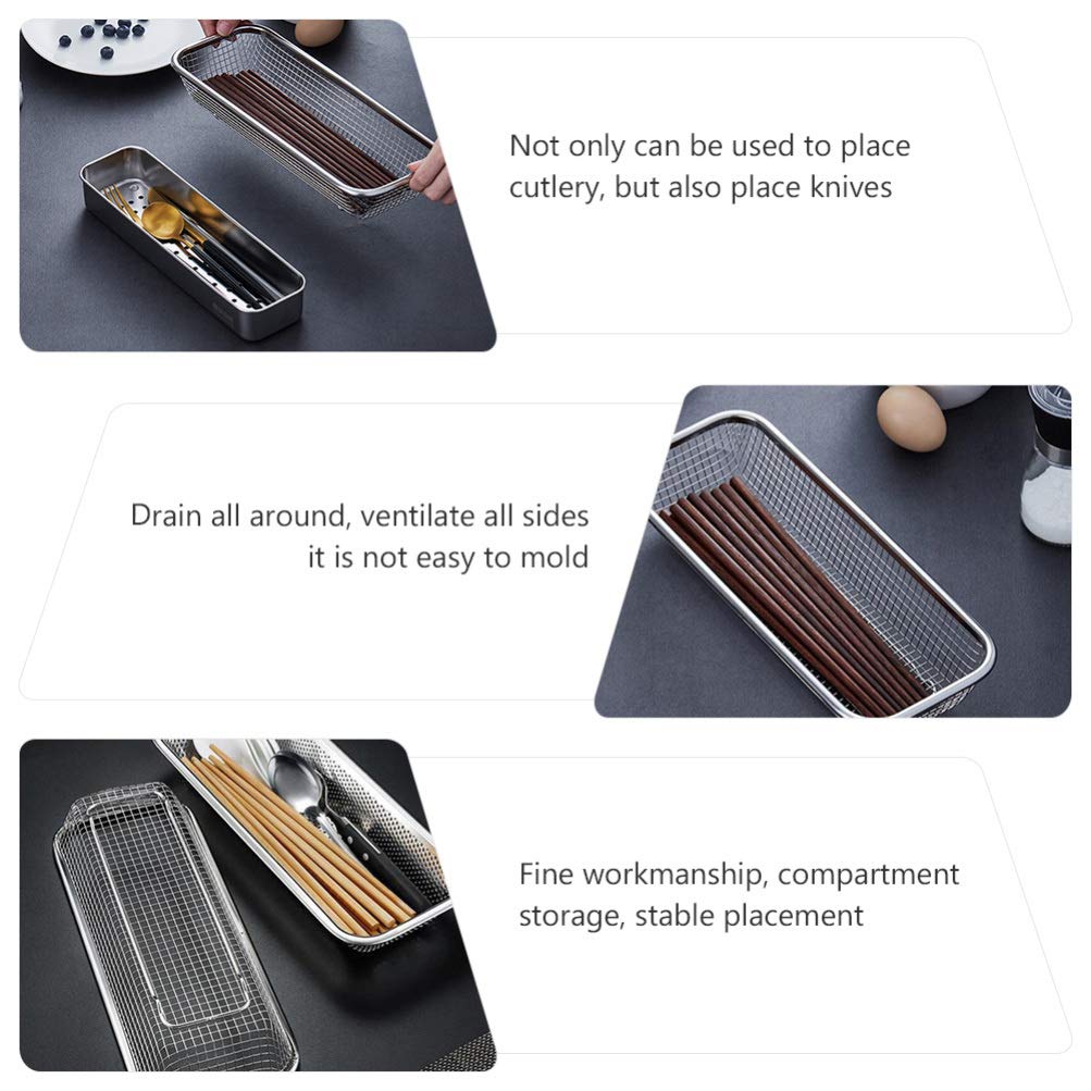 DOITOOL Dishwasher Silverware Cutlery Basket Spoon Fork Case Sink Basket Rack Organizers Cutlery Silverware Storage for Cooking Countertop Silver