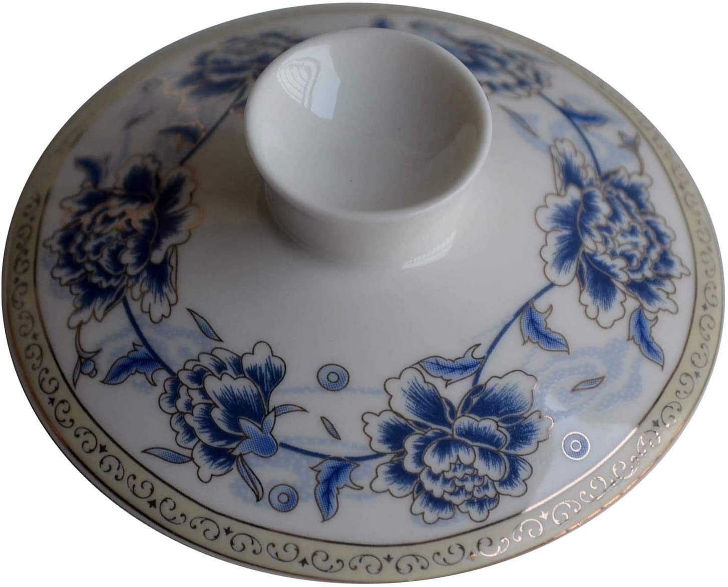 Eplze YBK Tech 10oz Large Gaiwan, Porcelain Kung Fu Tea Cup with Saucer and Lid, Chinese Traditional Gaiwan, Sancai Tea Bowl (4#)