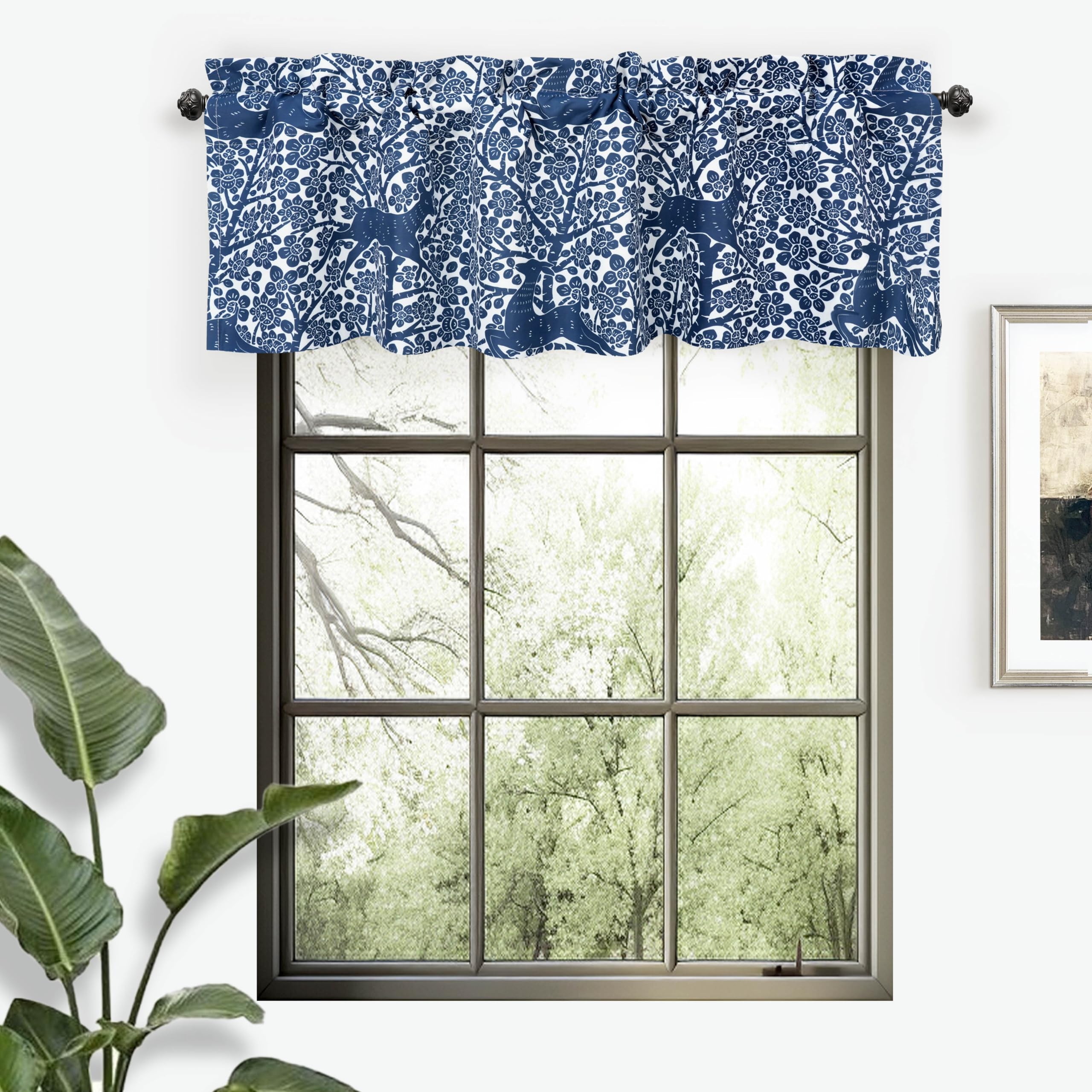 DriftAway Forest Jungle Curtains for Bedroom 84 Inch Room Darkening Blackout Lined Thermal Window Drapes Deer Fawn Flower Pattern Grommet 2 Panels