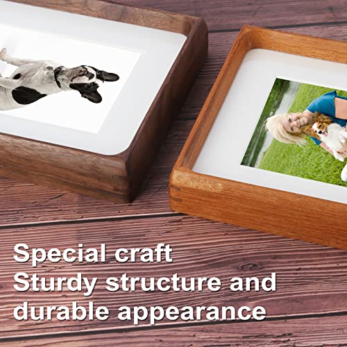 Youncewooder 6x8 Picture Frame, Display 4x6 Picture with Mat, Natural Teak Picture Frame Display Horizontal or Vertical for Tabletop and Wall