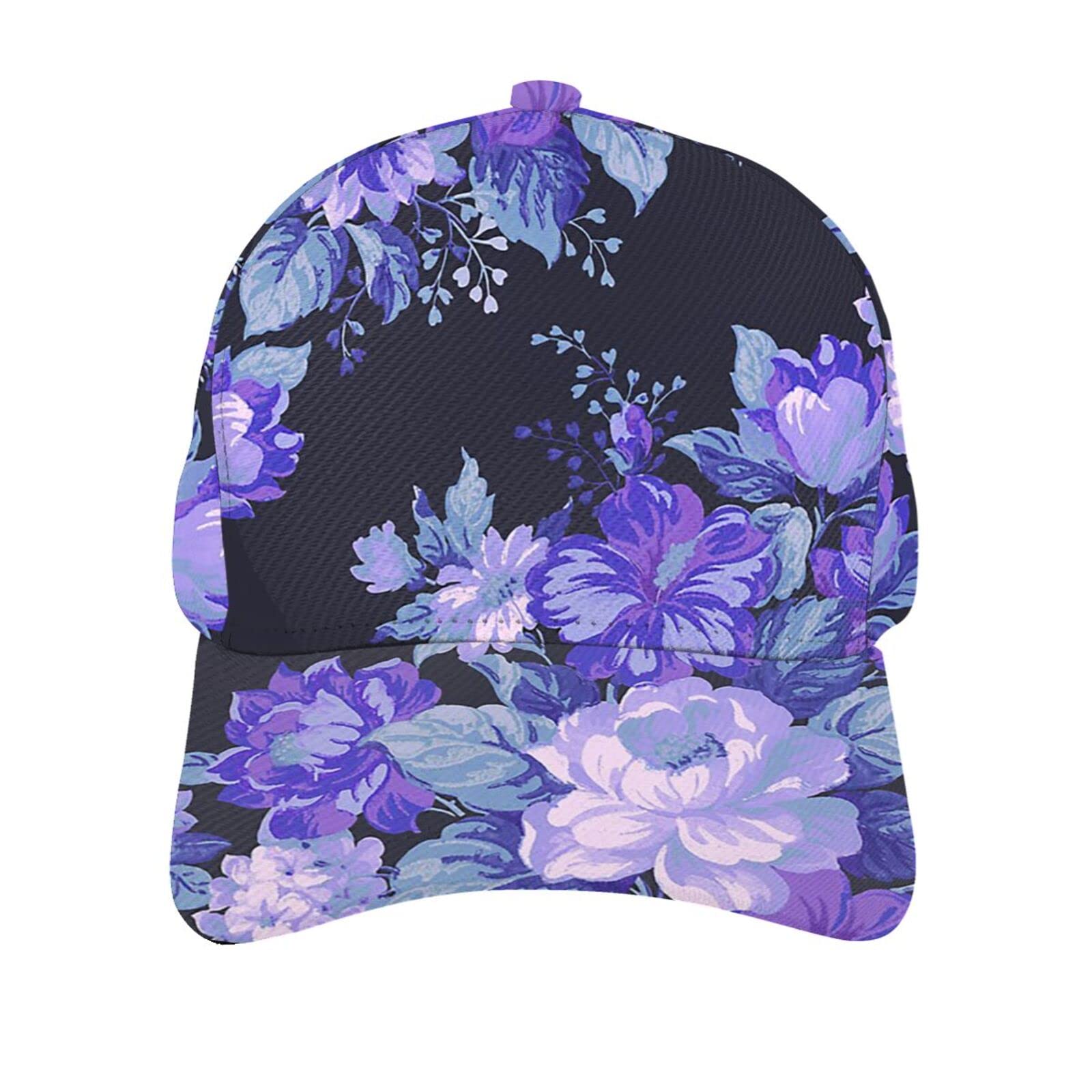 Floral Baseball Caps for Women Purple Low Profile Fashion Adjustable Dad Hat for Summer Beach Travel