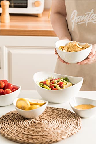LAUCHUH 3 Tier Serving Stand Chip and Dip Serving Set Pocerlain Oval Bowl Set with Stand White Serving Bowl for Entertaining Tiered Tray Decor for Countertop