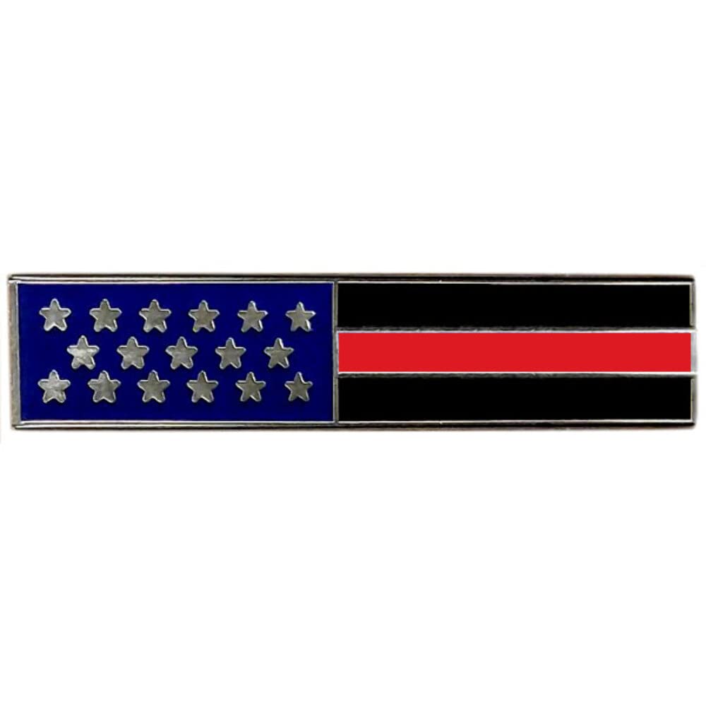 U.S. Flag Lapel Pin, Enameled & Plated, 2 Clutch Backs, 1-3/4x3/8" Regular/Clutch Back Blue Line 1-3/4 x 3/8"