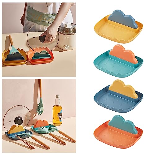 Cute Cloud Shape Spoon Rest for Kitchen Counter,Cooking Ladle/Spatula/Spoon/Chopsticks Holders,Fork Spatula Rack Shelf Kitchen Utensil Lid Holder (Orange)
