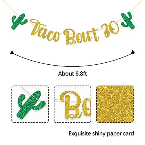MonMon & Craft Taco Bout 30 Banner / Mexican Fiesta Themed 30th Birthday Banner / Cactus Adios to My 20's Birthday Party Decorations Gold Glitter
