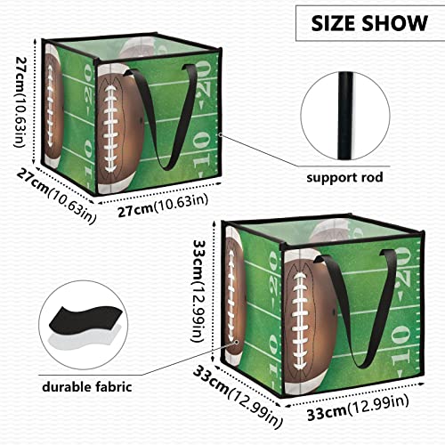 KEEPREAL American Football Cube Storage Bin with Handles, Large Collapsible Organizer Storage Basket for Home Decorative(1Pack,10.6 x 10.6 x 10.6 in)