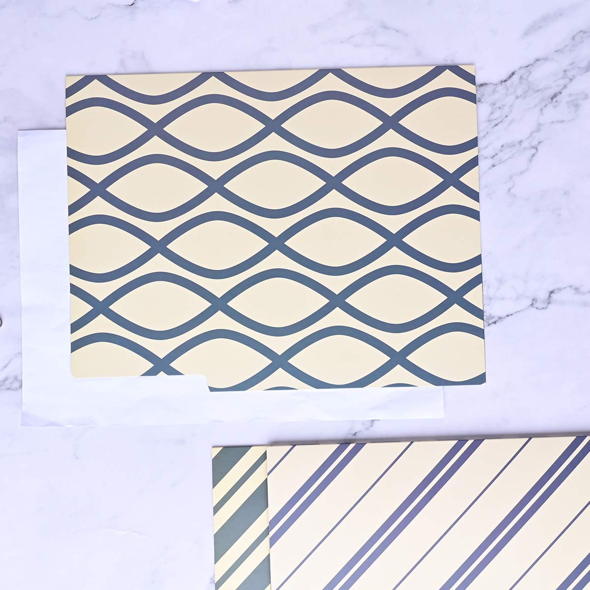 Cute File Folders - 9 x 11.5 inch Letter Size File Folders - Geometrical Design Decorative File Folders - 350gsm Paper Folders Pack of 9