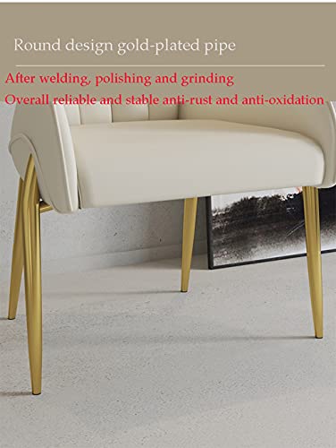 KEFFOR Dining Kitchen Room Chairs Living Room Armchair Modern Upholstered Dining Chairs with Soft Microfiber Leather Cushion Seat and Gold-Plated Feet (Color : White)