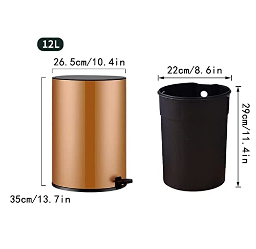JGATW Garbage Can Step Stainless Steel Trash Can Wastebasket Garbage Container Bin Removable Liner Bucket Home for Home Office (Color : Rojo, Size : 26.5 * 35cm)