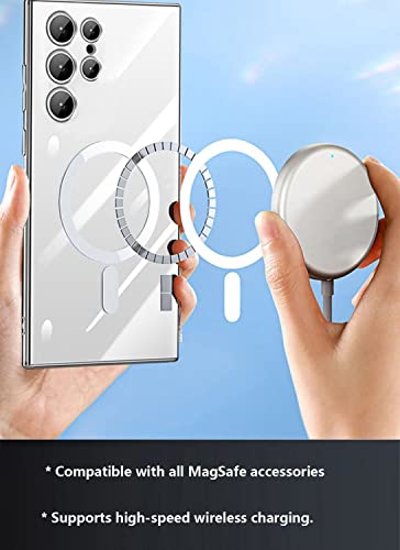 LZGHOYF Galaxy S23 Ultra Case, Clear Case for Samsung Galaxy S23 Ultra Built-in Camera Lens Protector Magnetic Case Compatible with MagSafe Elegant Protection Case Cover - Gold