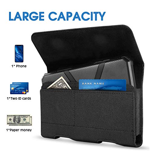 Mopaclle Phone Holster for Galaxy Note 20 Ultra/ S23 Ultra / S21+/ A13/ A14/ A03/ A04s/ A42/ A21/A52 /A53/A73/ iPhone 13 Pro Max/ 15 Plus/Moto G Stylus, Nylon Belt Clip/Loops Phone Pouch Card Holder
