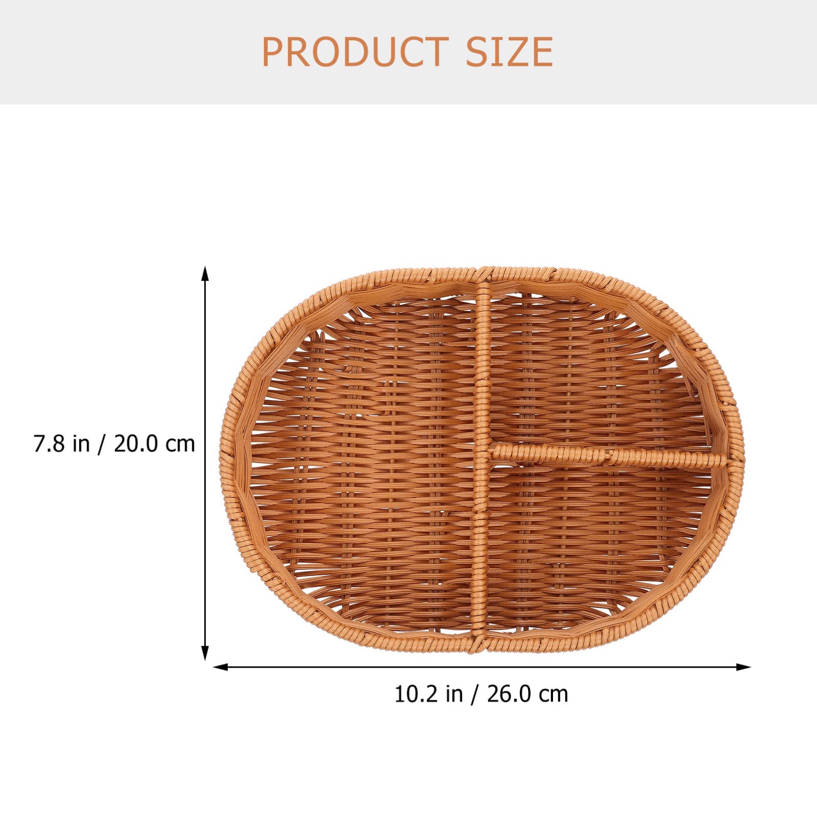 DOITOOL Rattan Serving Tray 3 Compartments Wicker Fruit Bread Basket Woven Ottoman Tray Rustic Cupcake Snack Candy Serving Platter for Appetizer Vegetable Storage