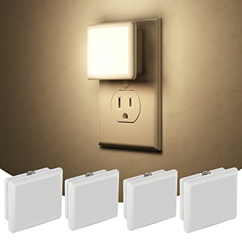 JandCase Night Lights Plug into Wall[4 Pack],Plug in Night Light with Auto Light Sensor,3000K Warm White,Bathroom NightLight for Adults,Hallway,Kitchen