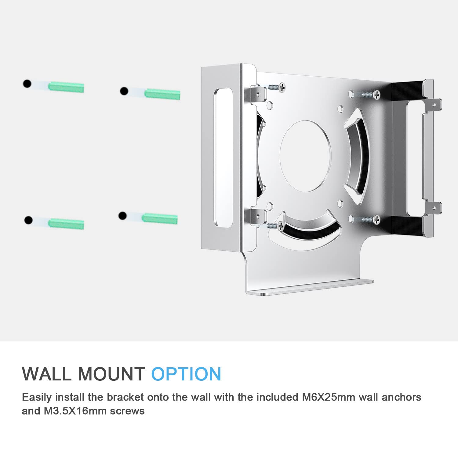 IFCASE Mac Mini Cooling Fan Mount, Behind Monitor, Under Desk, Wall Mount Cooling Fan Stand for Mac Mini 2010 to 2023 M2, Compatible VESA Holder with Anti-Scratch Pad (Silver)