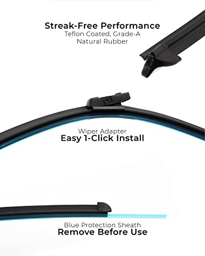 EVNV Tesla Model Y Windshield Wiper Blades - Streak Free Performance - OEM Replacement 26" + 20" Wiper Blade Set - Fits 2020-2022 Model Y